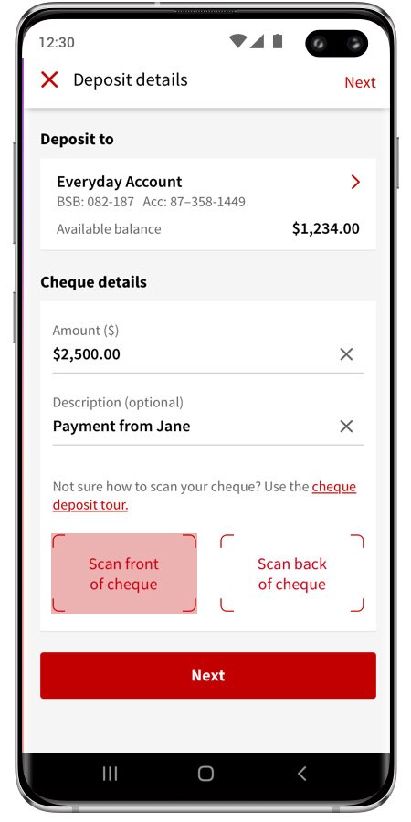 How to deposit cheques using a mobile | NAB app help for Android - NAB