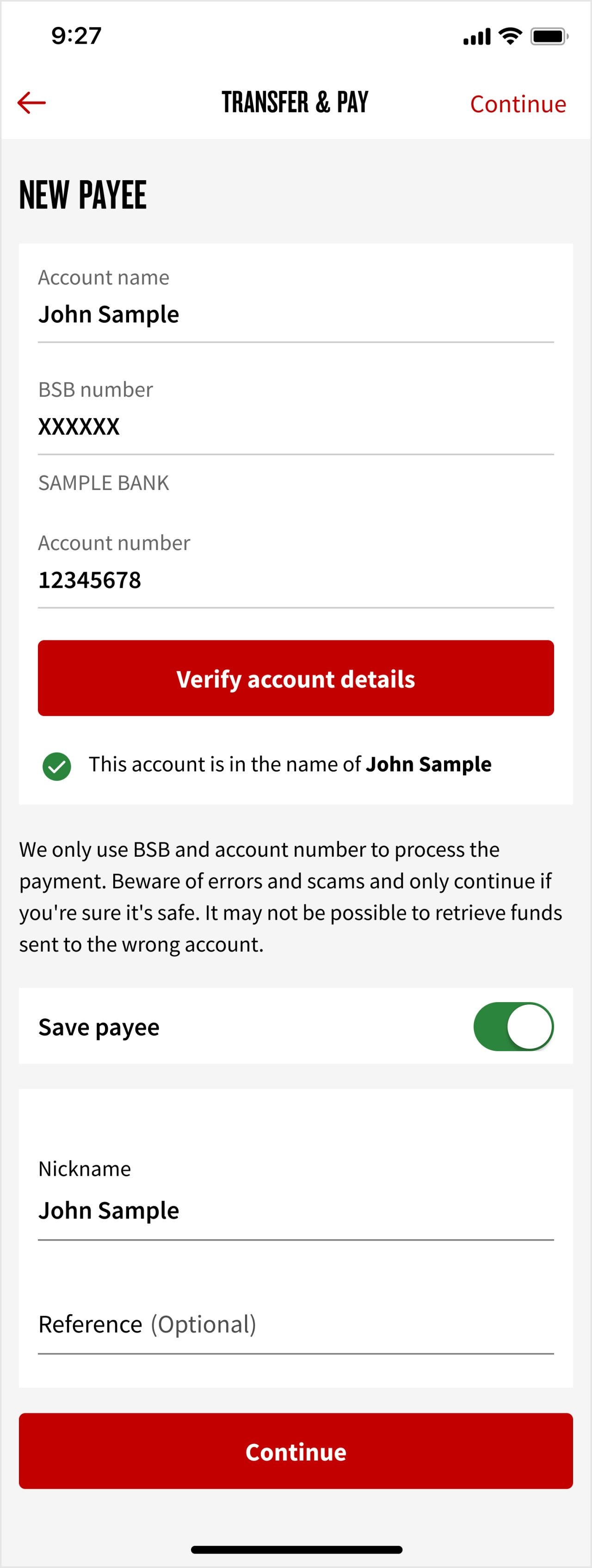 Confirmation of Payee | Verify account name - NAB
